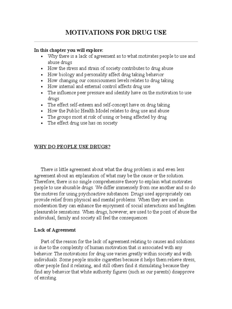 Motivation For Drug Use | PDF | Substance Abuse | Motivation