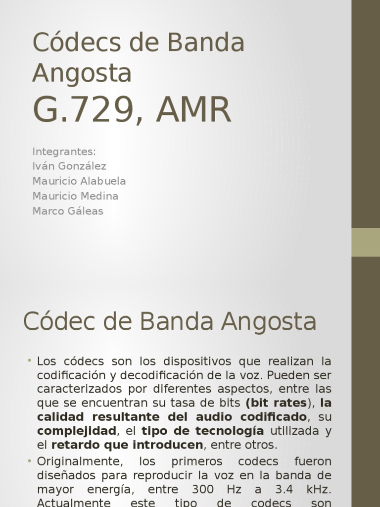 Códecs de Banda Angosta: G.729 y AMR | PDF | Voz sobre IP | Códec