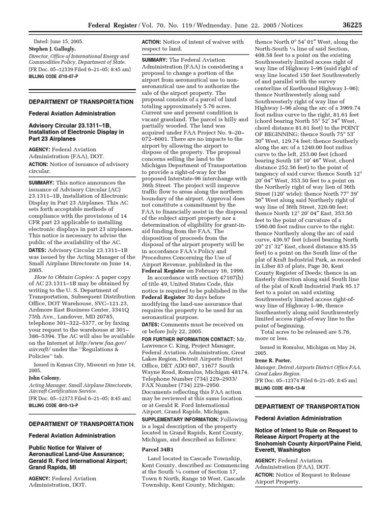 FAA Advisory Circular on Electronic Displays | PDF