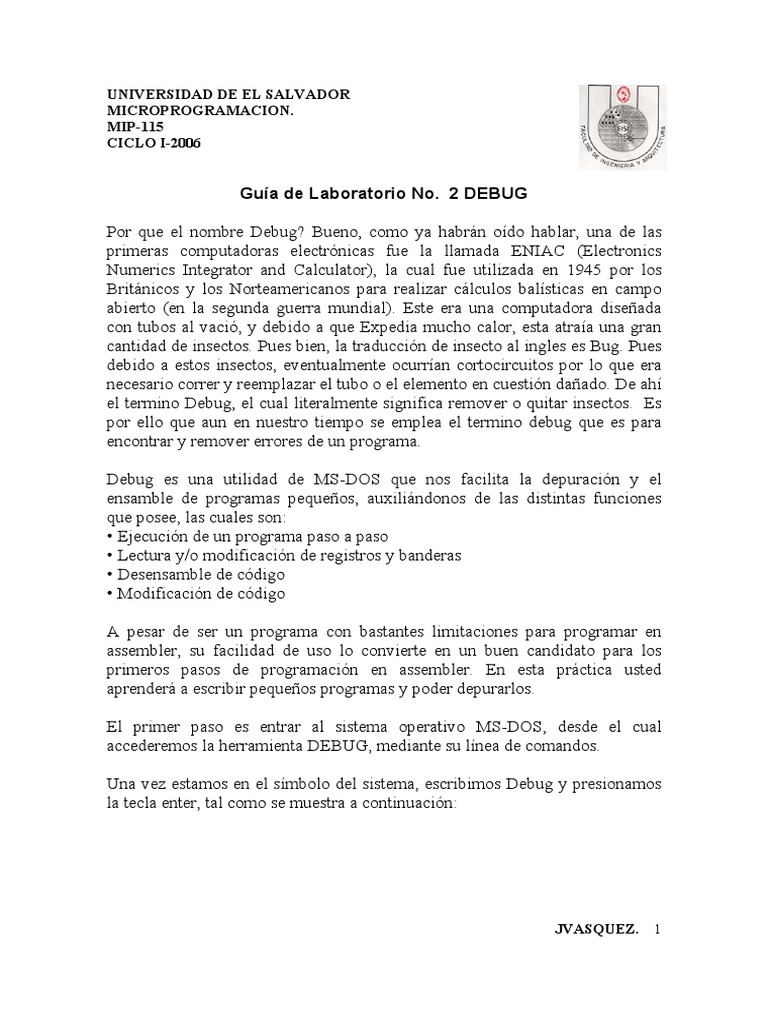 Guia de Laboratorio Aprender DEBUG | PDF | Programa de computadora | Programación