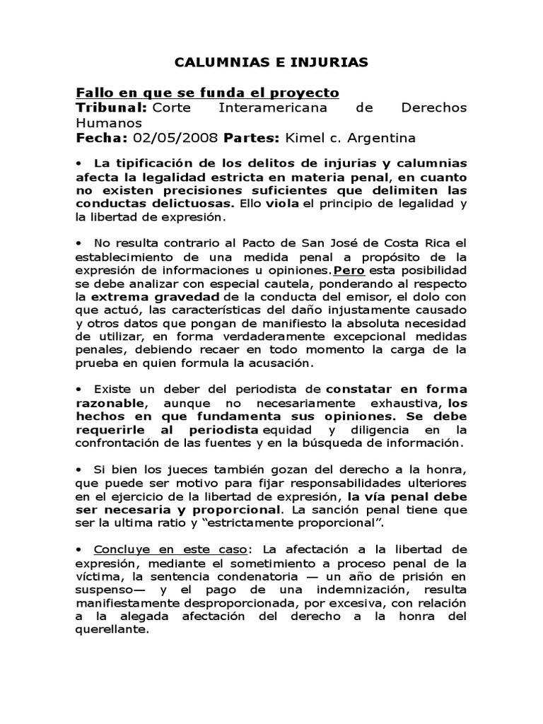 Calumnias e Injurias | PDF | Derecho penal | Delito