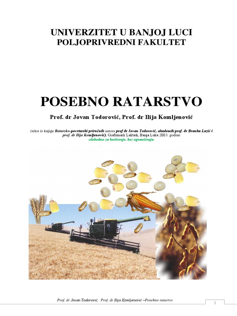 Posebno Ratarstvo - Zitarice I Industrijske Biljke PDF | PDF