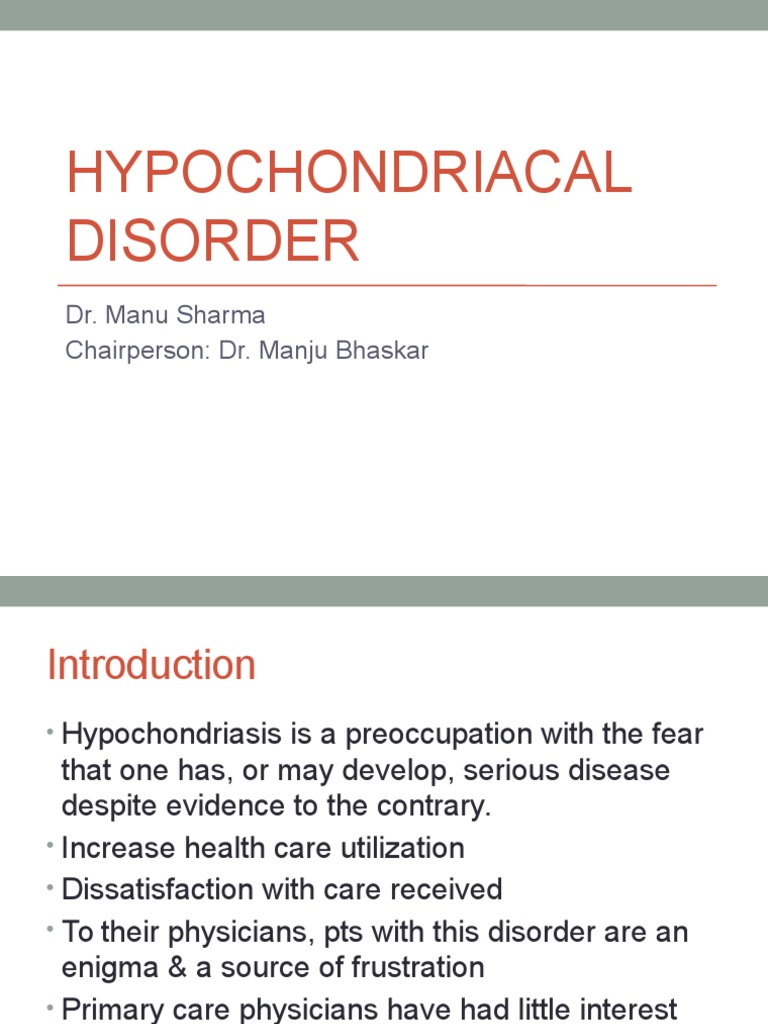 Hypochondriacal Disorder | Obsessive–Compulsive Disorder | Cognitive ...
