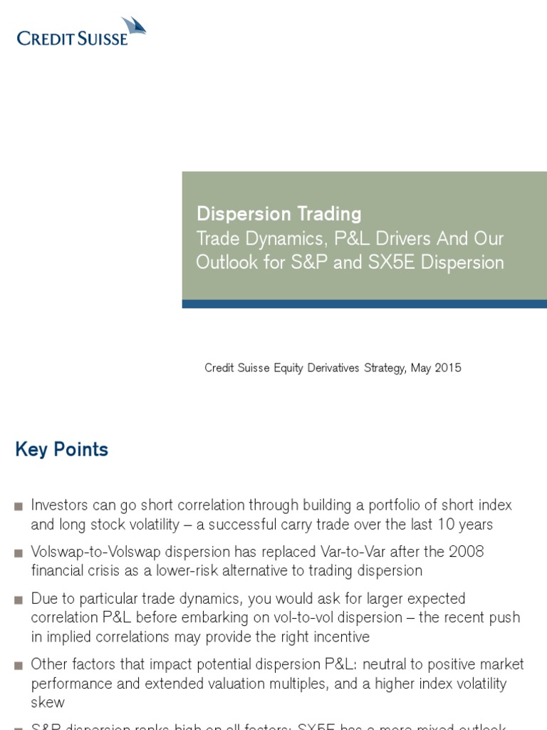 Dispersion Trades | PDF | Diversification (Finance) | Financial Risk