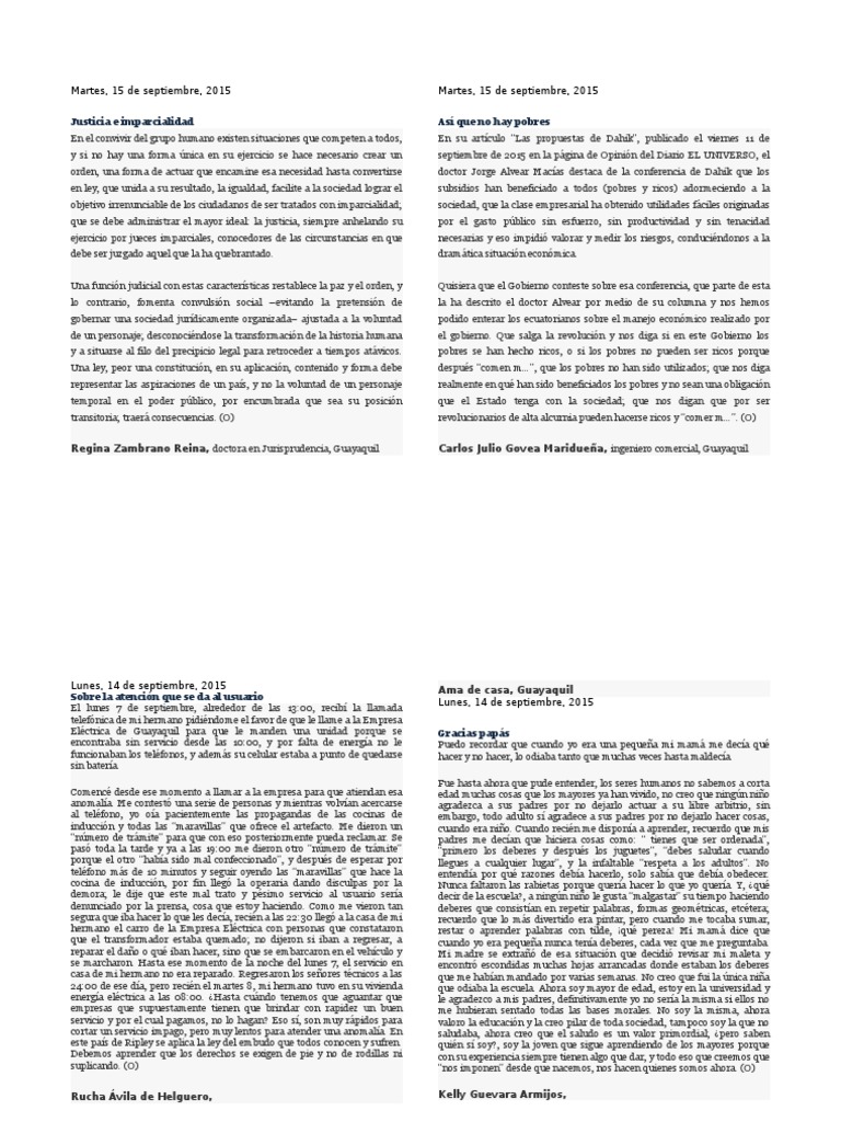 Ejemplos de Cartas al Lector | PDF | Ecuador | Gobierno