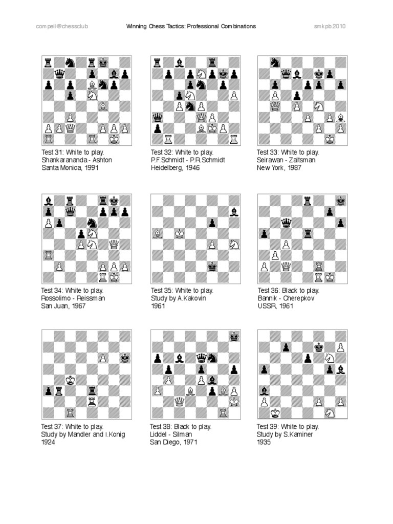 Winning Chess Tactics: Tests (Professional Combinations) | PDF | Chess ...