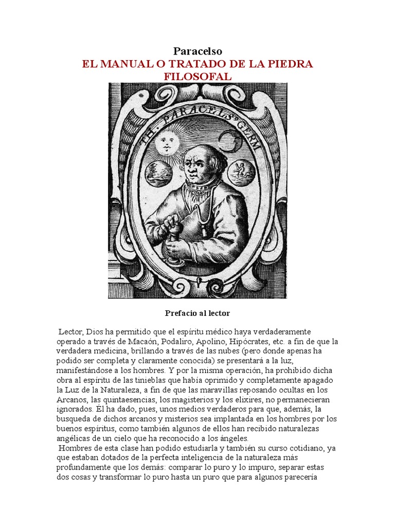 Paracelso - El Manual o Tratado de La Piedra Filosofal | PDF | Verdad ...