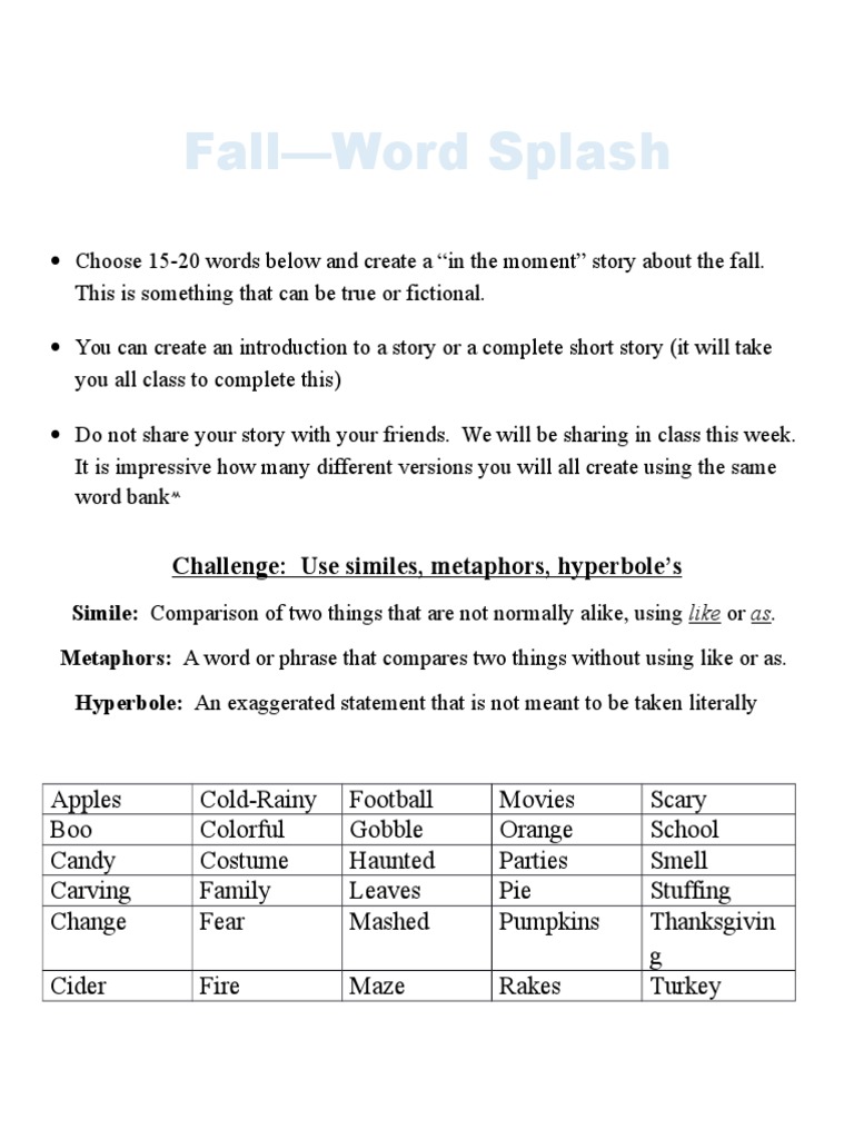 Creative Fall Story Challenge | PDF