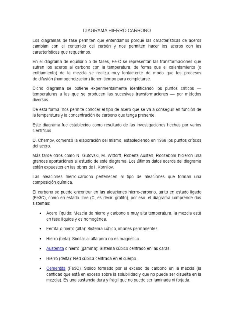 Diagrama Hierro Carbono | PDF | Ingeniería de productos químicos | Ciencias fisicas