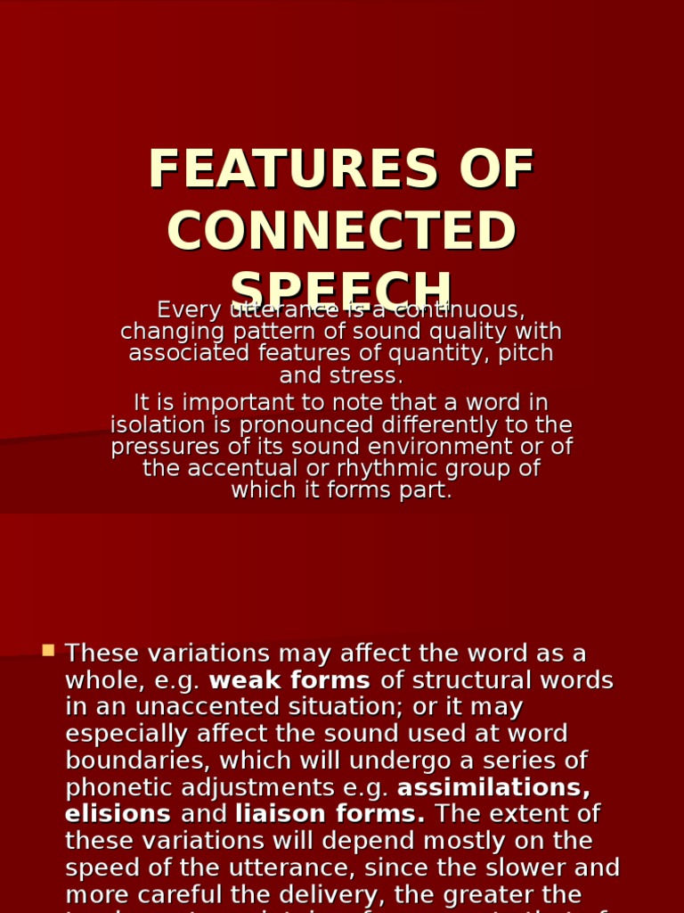Features of Connected Speech | PDF | Stress (Linguistics) | Syllable