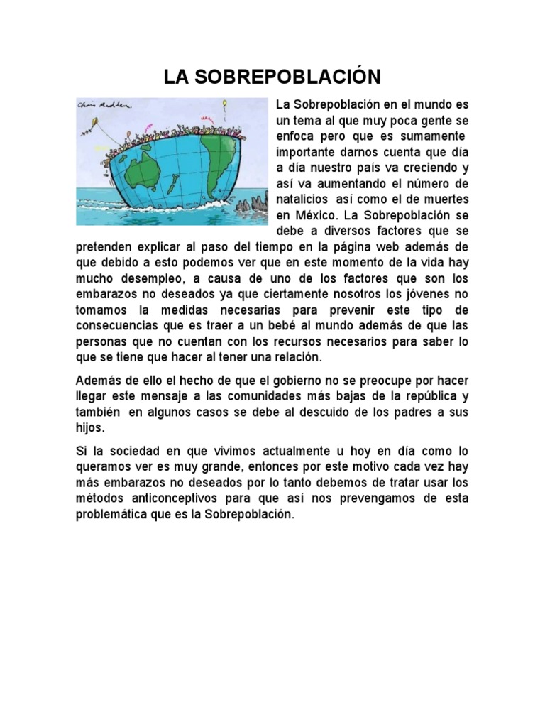 La Sobrepoblacion | PDF | Sobrepoblación humana | Ciencias sociales ...