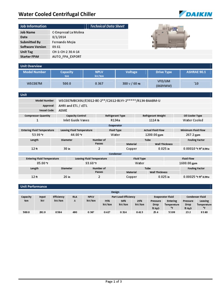 Submittal Chiller COP 6.02 | PDF | Heating, Ventilating, And Air ...