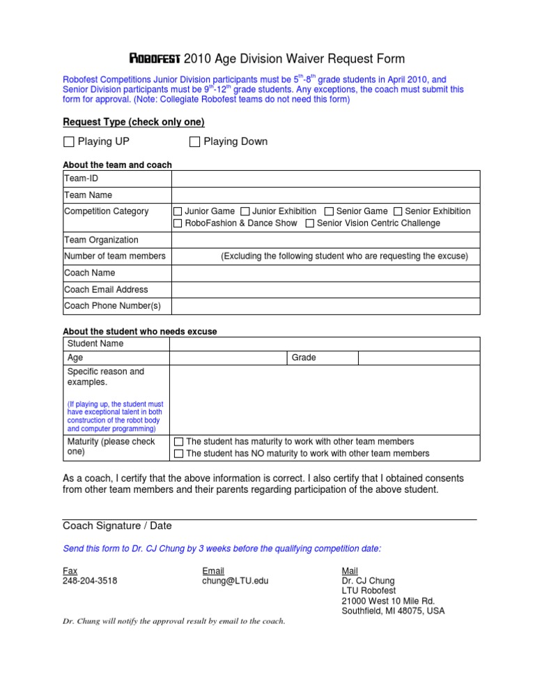 Age Waiver Form | PDF