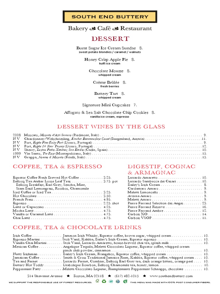Dessert Menu | Download Free PDF | Desserts | Drink