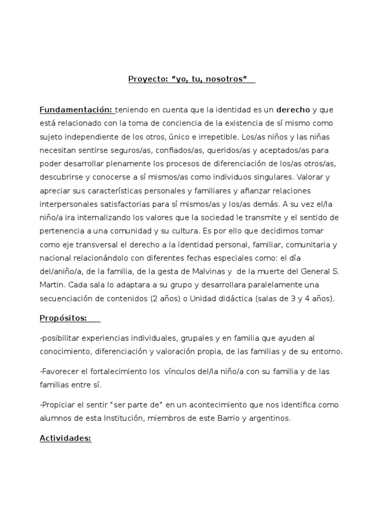 Proyecto Identidad | PDF | Educación de la primera infancia | Science