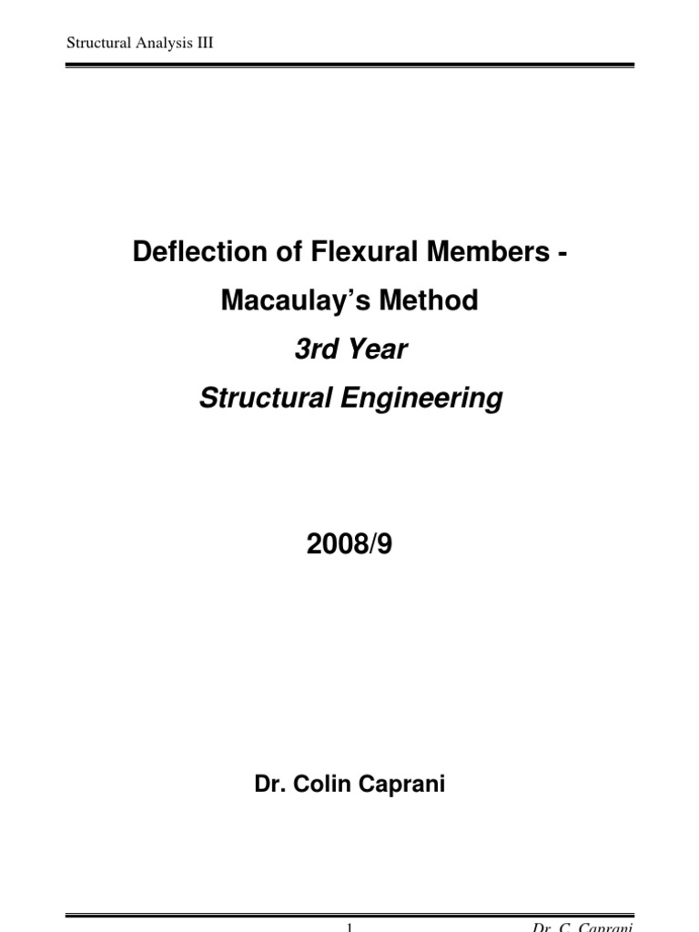 Macaulay's Method for Beam Deflection | PDF | Bending | Beam (Structure)