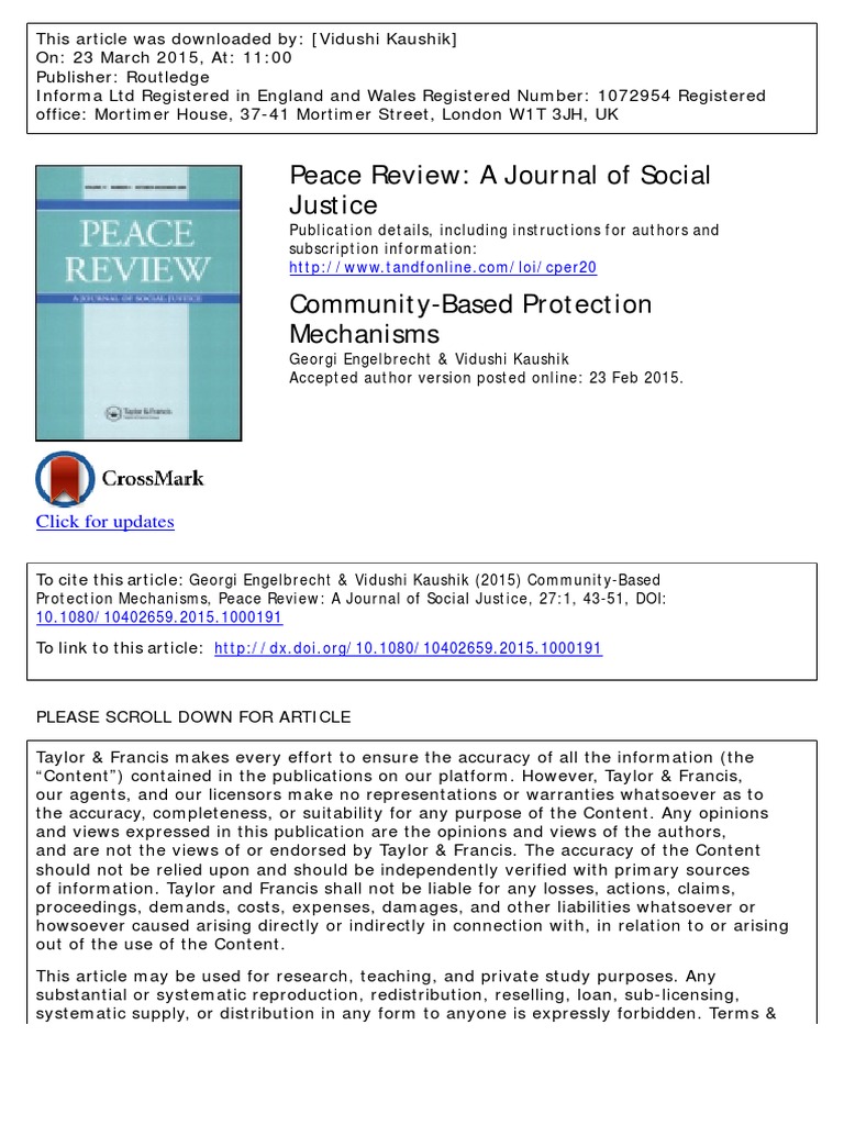 Community-Based Protection Mechanisms Peace Review | PDF ...