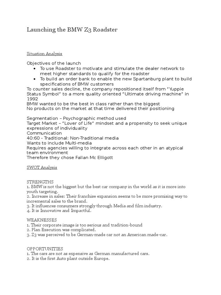 BMW Z3 Roadster | PDF | Marketing Communications | Brand