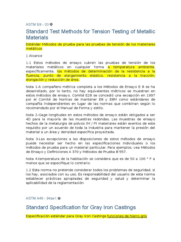 Astm E8 | PDF | Acero | Materiales