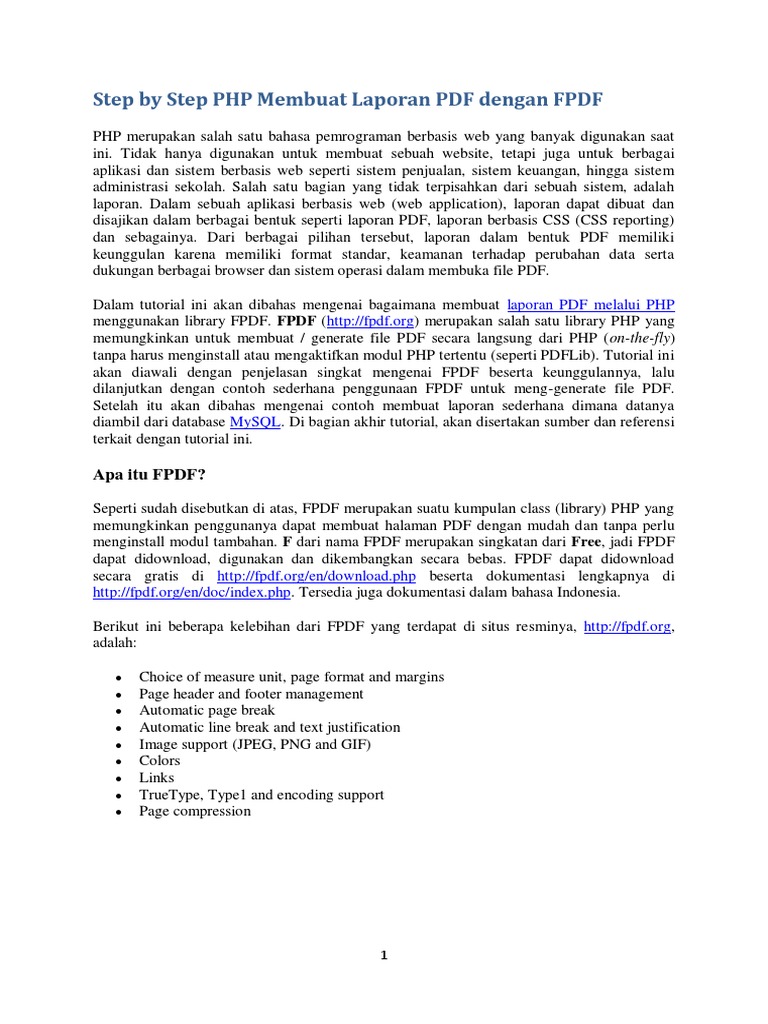 Step by Step PHP Membuat Laporan PDF Dengan FPDF | PDF