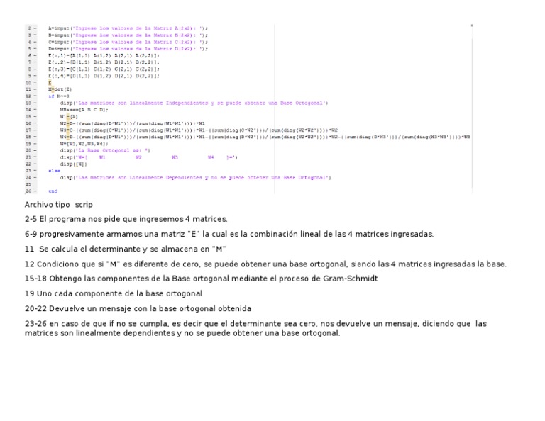 Base Ortogonal en Matlab | PDF