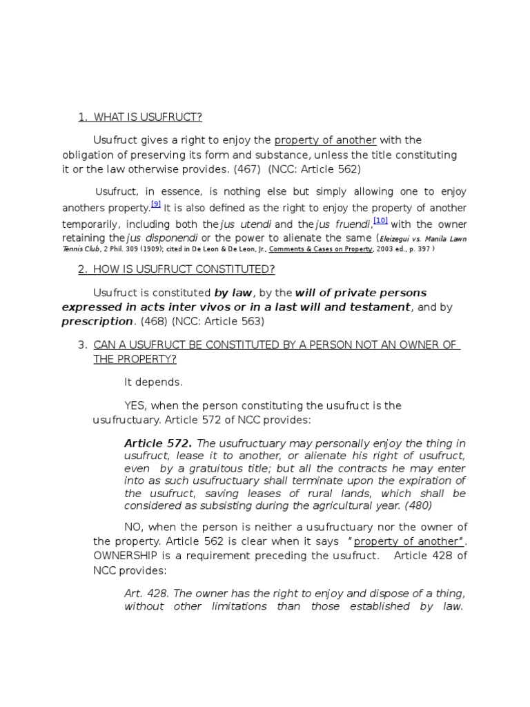 Usufruct, Explained | PDF