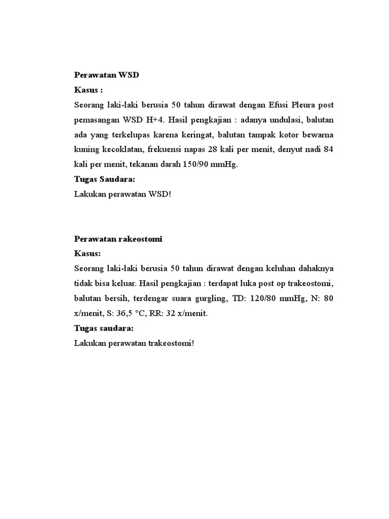 Perawatan WSD Dan Trakeostomi | PDF