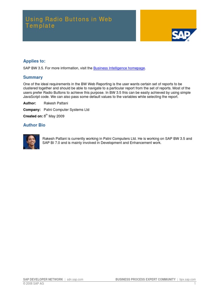 Using Radio Button in Web Template | PDF | Html Element | World Wide Web
