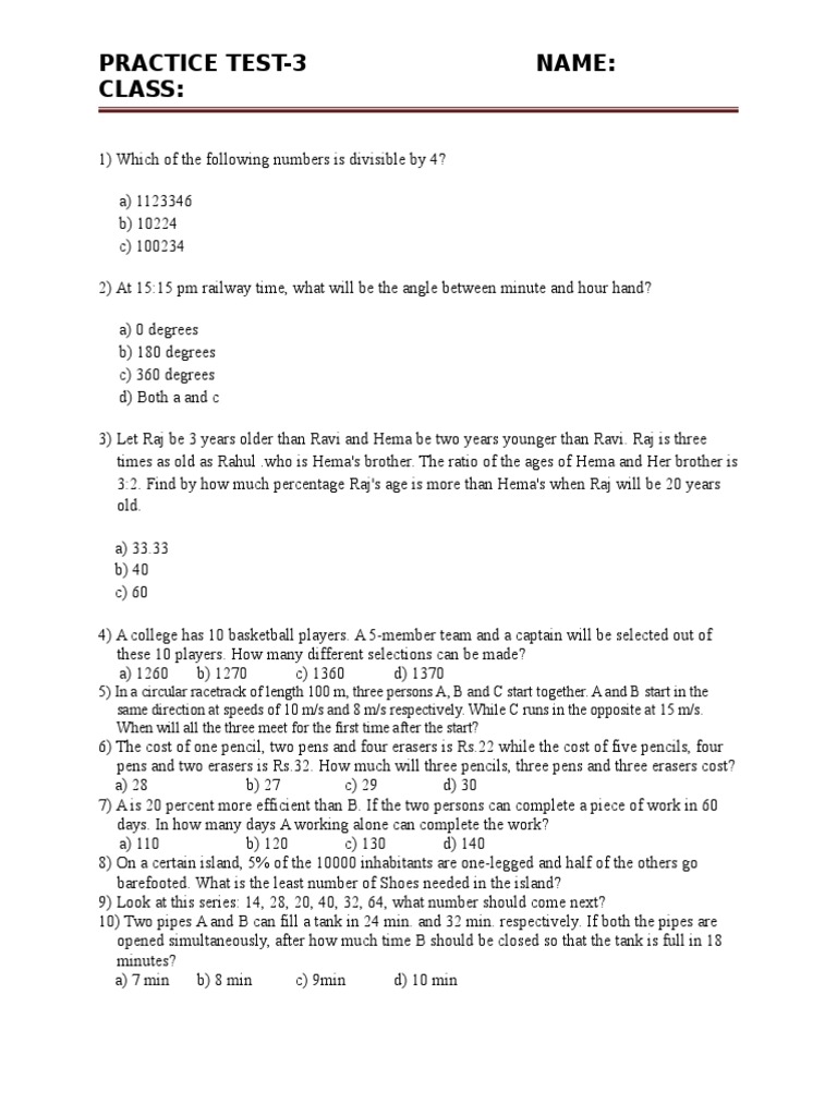 Practice Test-3 Que | PDF