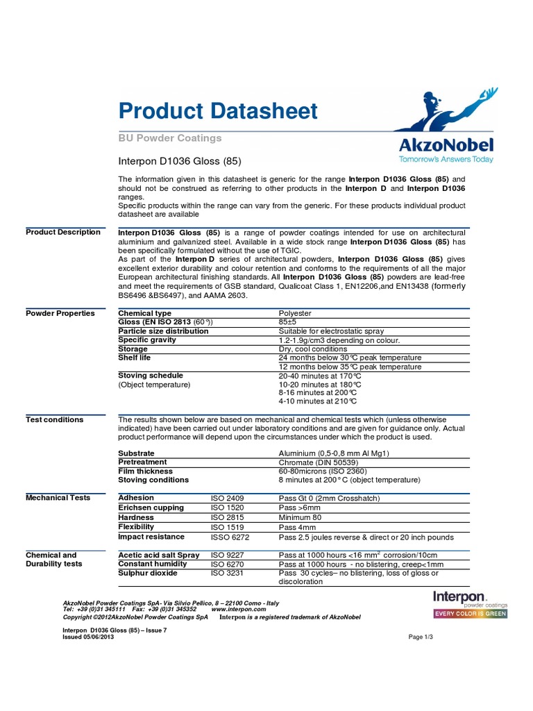 Interpon D1036 Gloss 85 | PDF | Industrial Processes | Chemistry