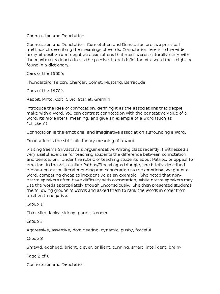 Connotation and Denotation | PDF | Connotation | Definition