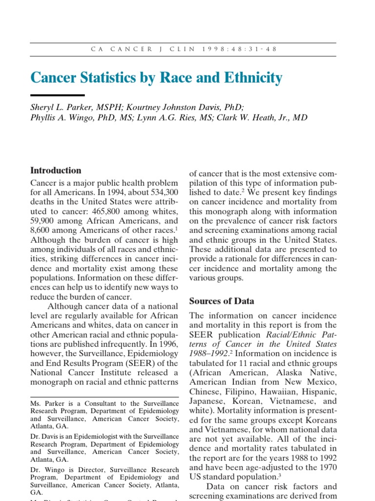 Parker - Etal .Cancer - Statistics.race .Ethnicity | PDF | Race And ...