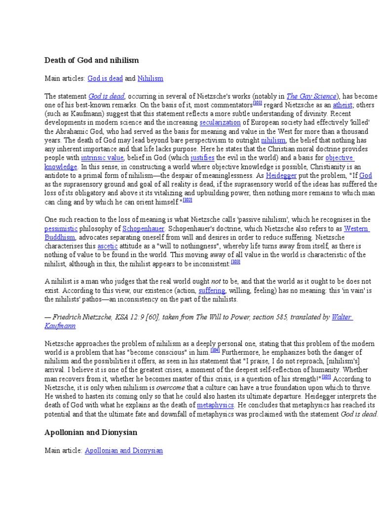 Death of God and Nihilism | PDF | Nihilism | Friedrich Nietzsche