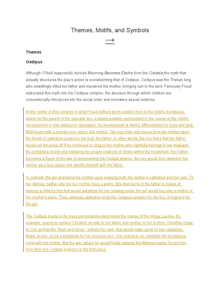 Themes, Motifs, and Symbols | PDF | Oedipus Complex