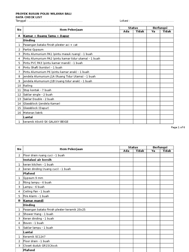 Checklist Mock Up | PDF