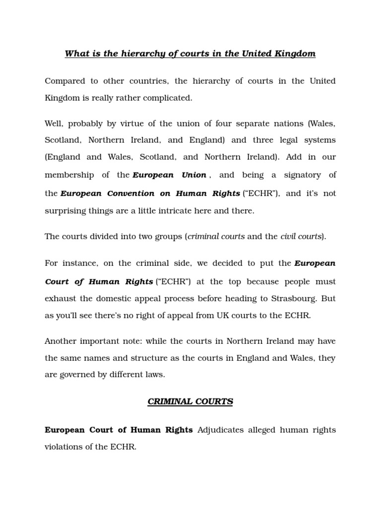 Hierarchy of Courts in UK | PDF | Supreme Courts | County Court