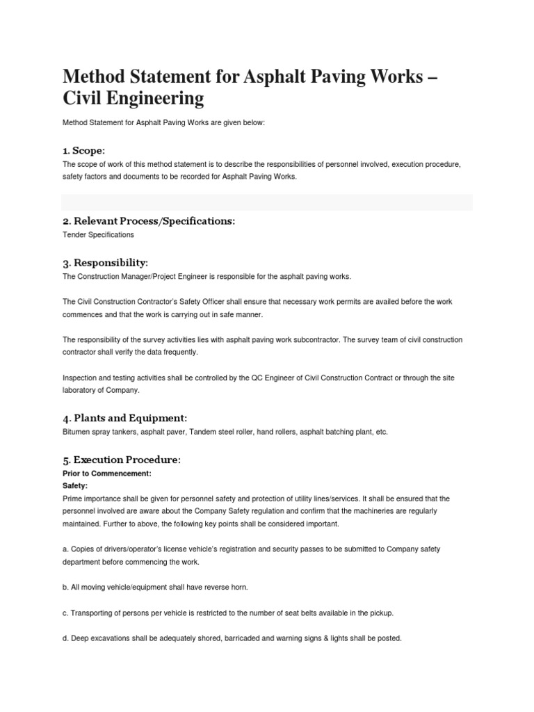 Method SMethod Statement for Asphalt Paving Workstatement for Asphalt Paving Works | Asphalt ...