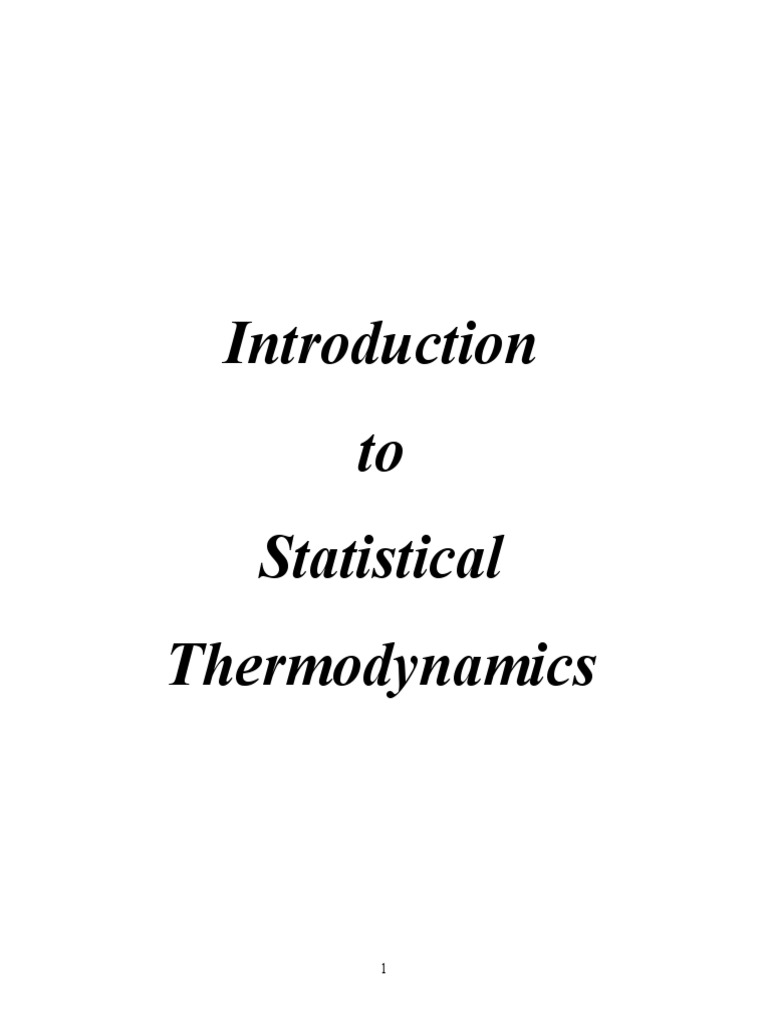 Statistical Thermodynamics | PDF | Chemical Reactions | Chemical Kinetics