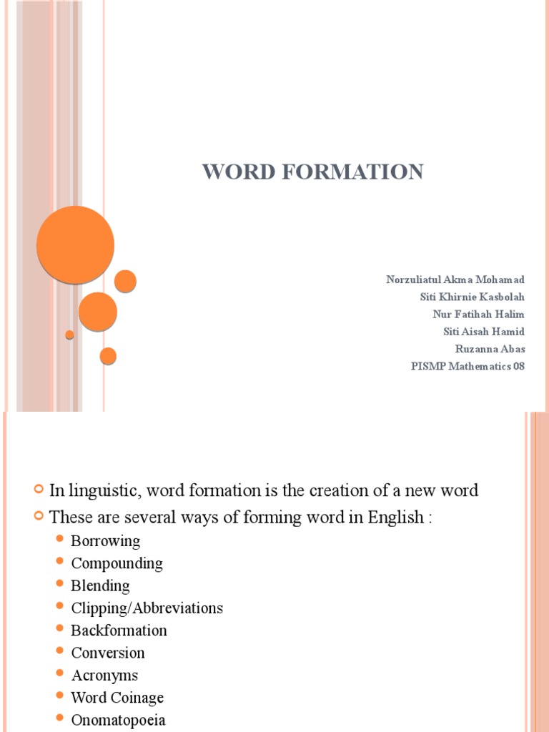 Word Formation | PDF | Adjective | Acronym