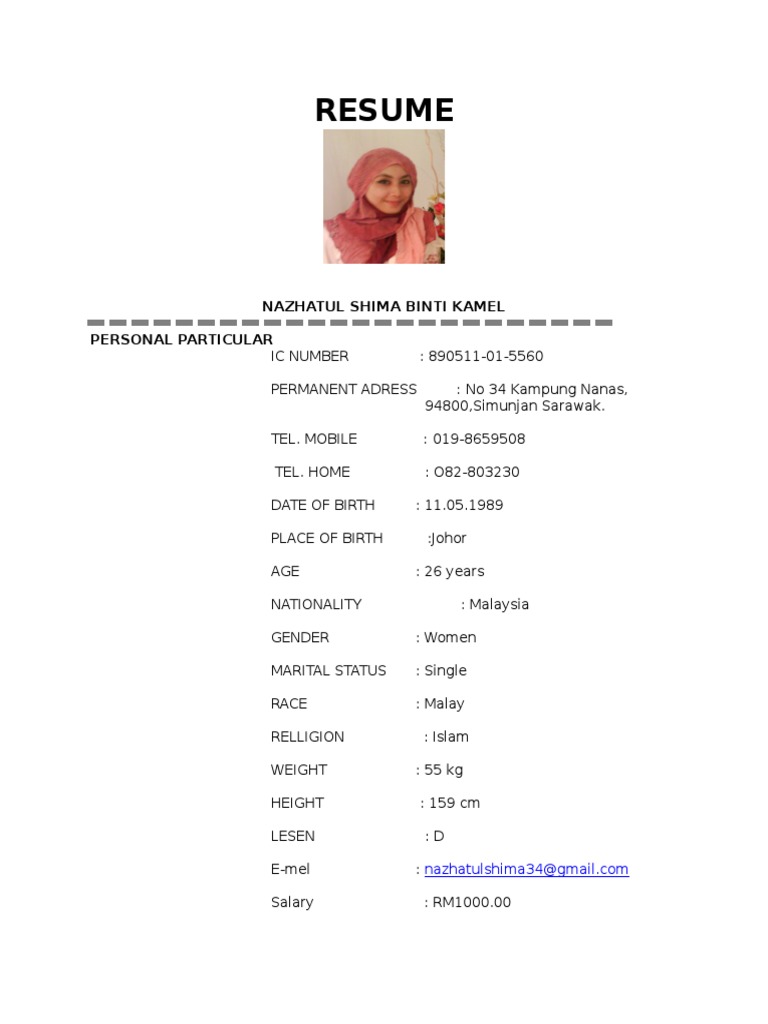 Resume of Nazhatul Shima Kamel | PDF | Business | Technology & Engineering