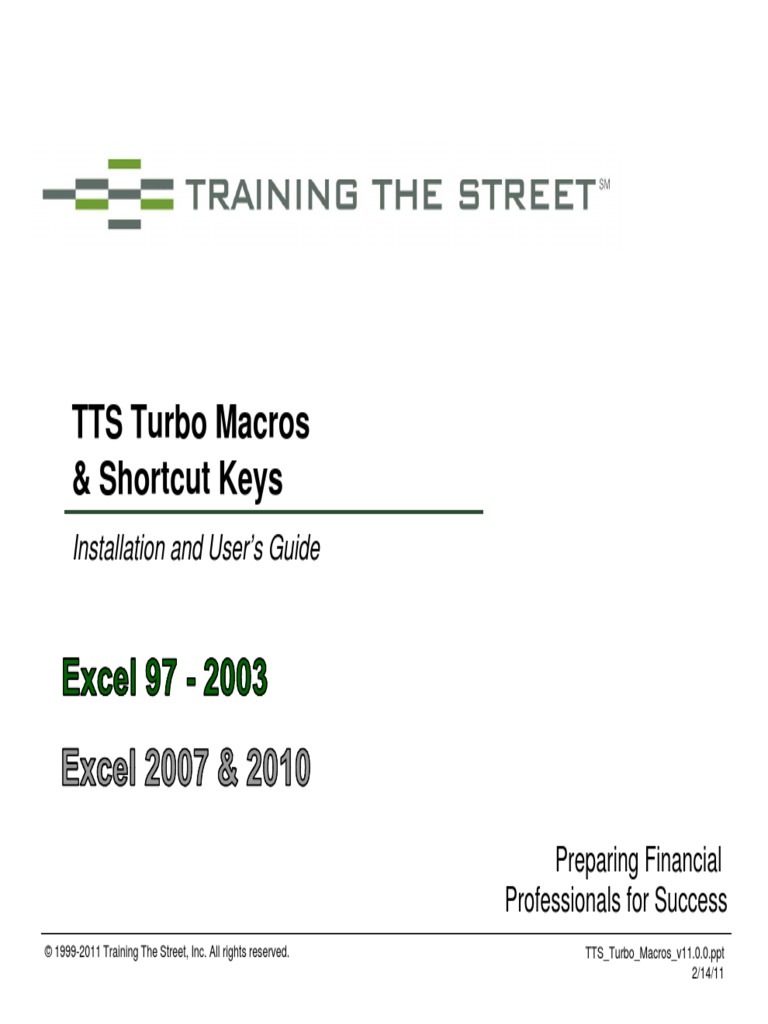 Tts Turbo Macros Handout | PDF | Microsoft Excel | Computer Architecture