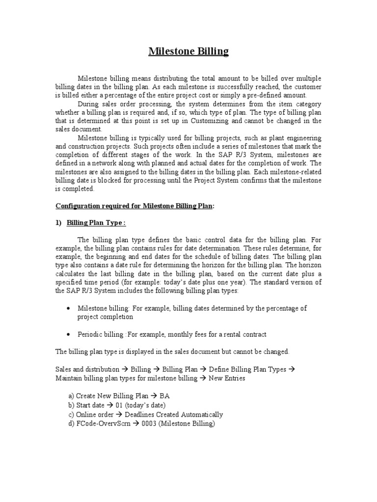 Milestone Billing Plan | PDF | Invoice | Business