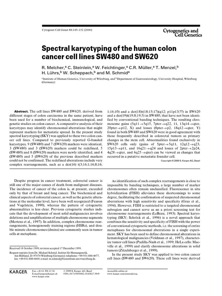 236 - Spectral Karyotyping of The Human Colon Cancer Cell Lines SW480 ...