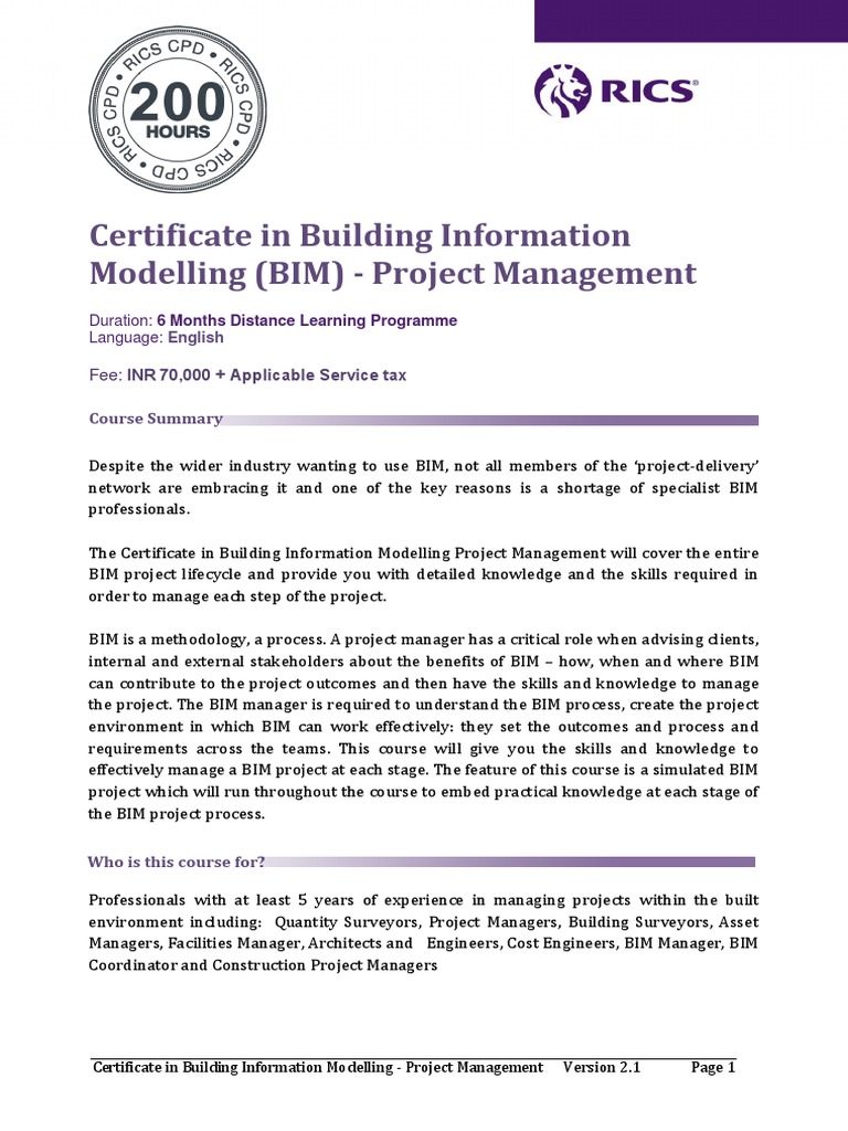 RICS Course Guide BIM | PDF | Building Information Modeling | Project ...