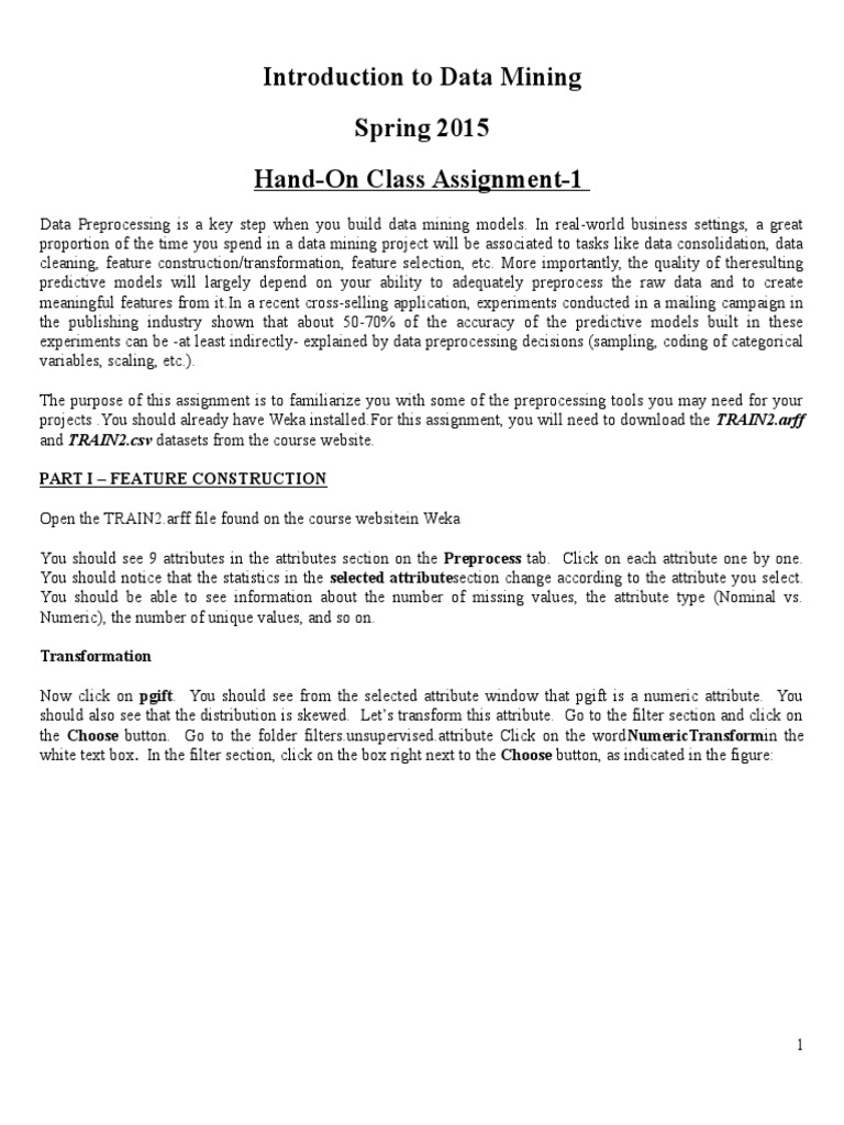 Assignment 1-Preprocessing Handon | PDF | Comma Separated Values | Data Mining