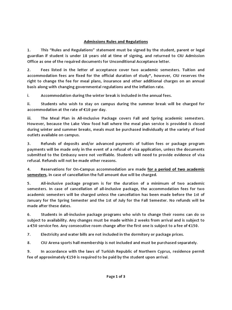 CIU Rules and Regulations | PDF | Postgraduate Education | Fee