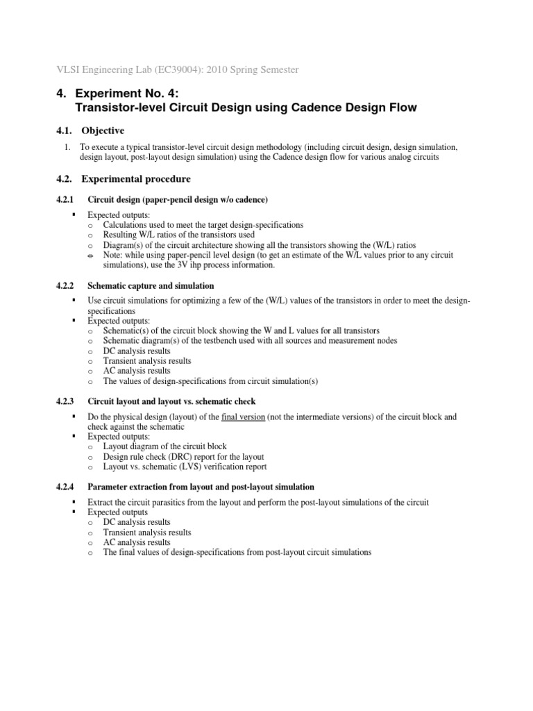 Experiment No. 4: Transistor-Level Circuit Design Using Cadence Design Flow | Download Free PDF ...