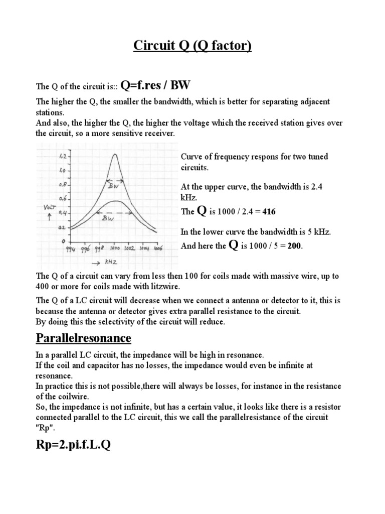 Circuit Q (Q Factor) | PDF | Inductor | Electrical Impedance