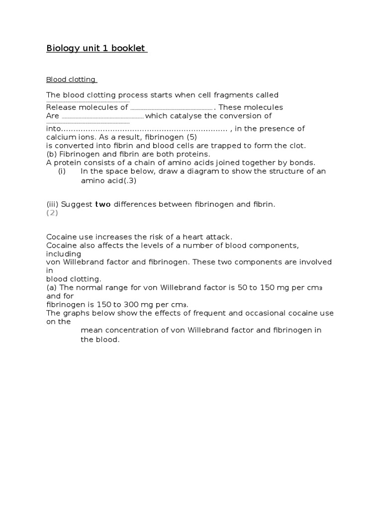 Biology Unit 1 Booklet | PDF | Rna | Nucleotides