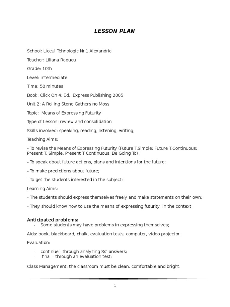 Lesson Plan: Anticipated Problems | PDF | Lesson Plan | Reading (Process)